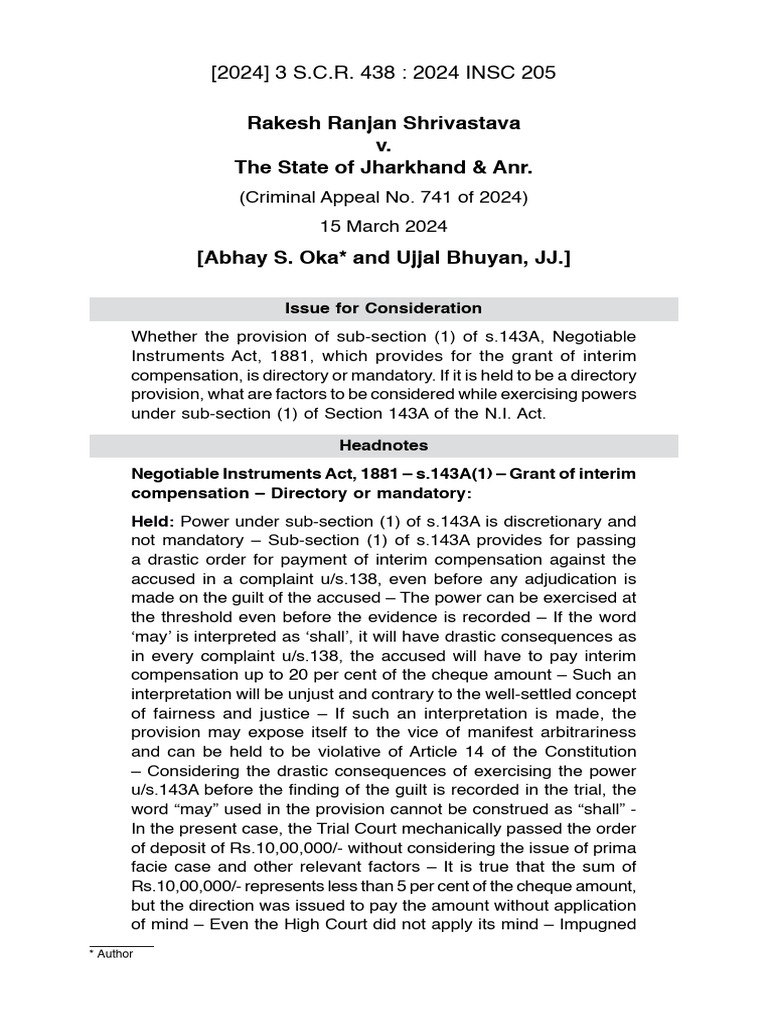 143A Interim Compensation Case Law 2024 - 3 - 438-453 - 1711951513 | PDF | Criminal Law ...