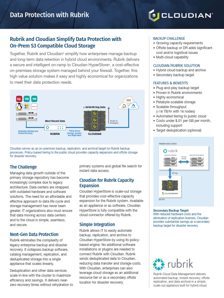 DATASHEET Cloudian - Data Protection Rubrik | PDF | Backup | Cloud ...