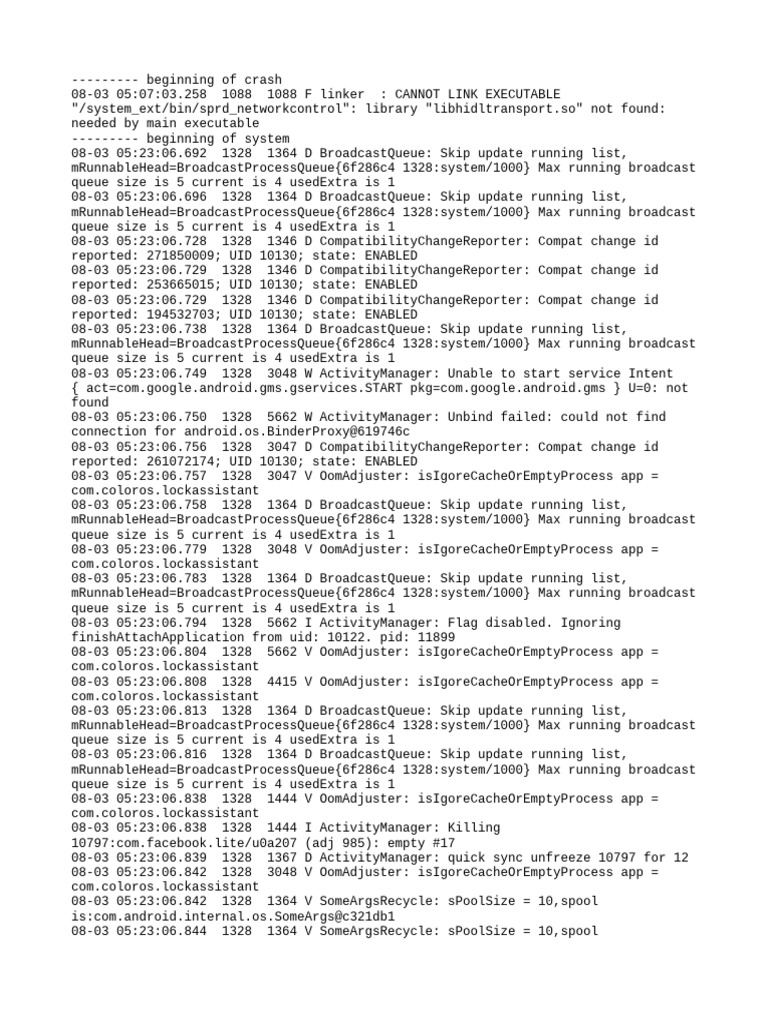 Standby Android Log 2024 0803 061618 | PDF | Android (Operating System) | Arm Architecture