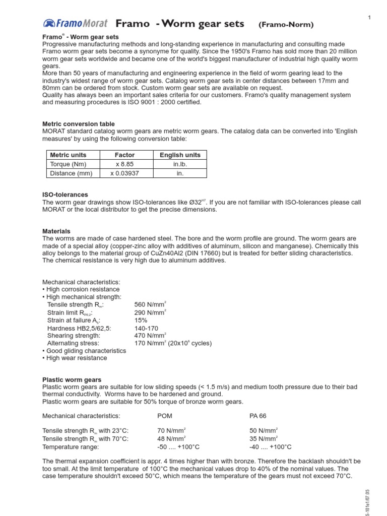 Worm Gear Sets en | PDF | Gear | Strength Of Materials