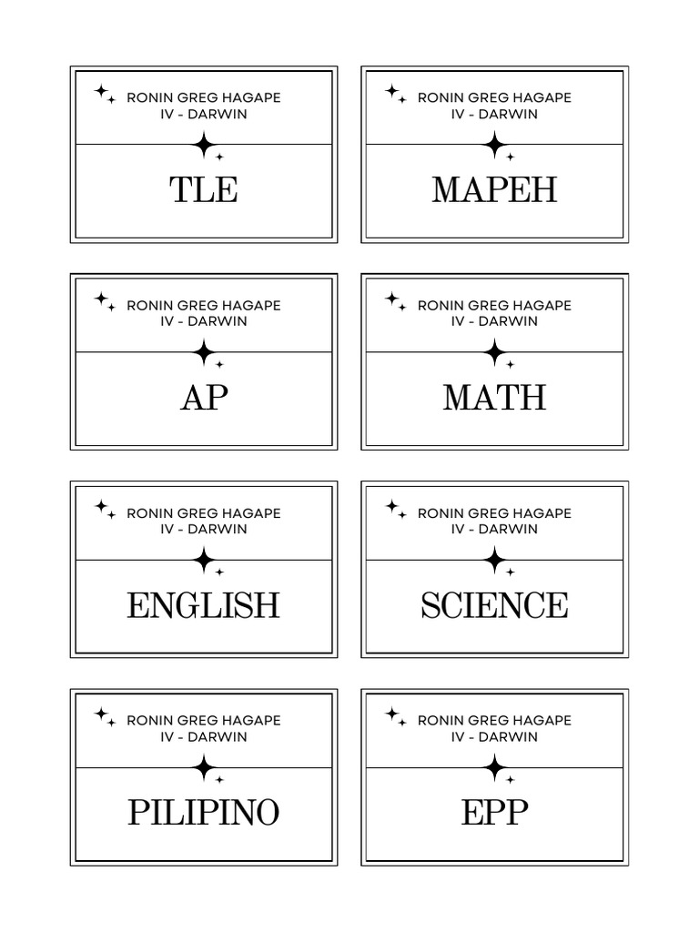 Black and White Simple Labels With Book Owner's Name Document | PDF ...