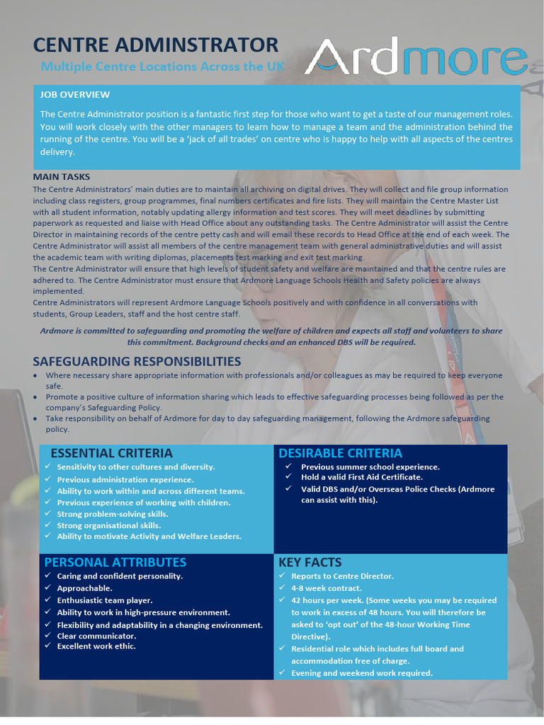 Centre Administrator Role Overview | PDF | Career & Growth | Business