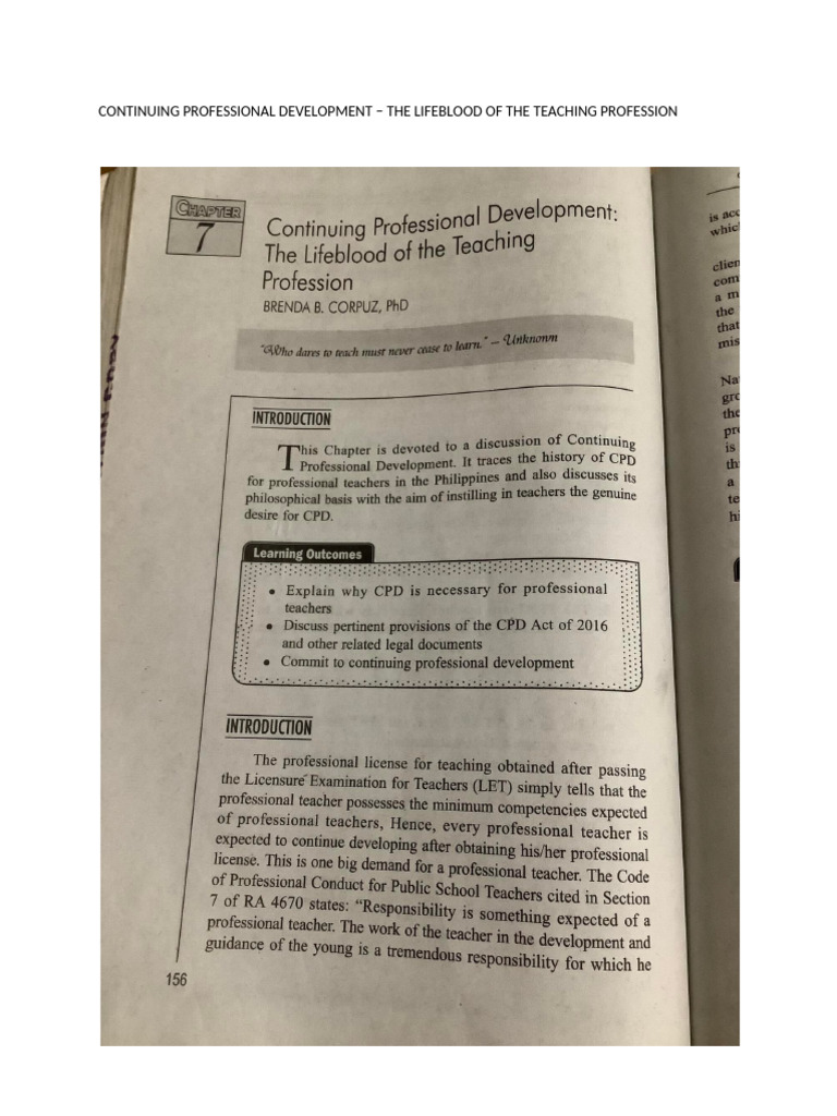 Continuing Professional Development The Lifeblood of The Teaching Profession | PDF