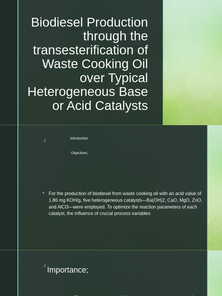 Biodiesel from Waste Cooking Oil Catalysts | PDF