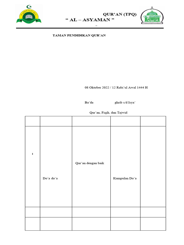 Profil TPQ Al-Asyaman | PDF