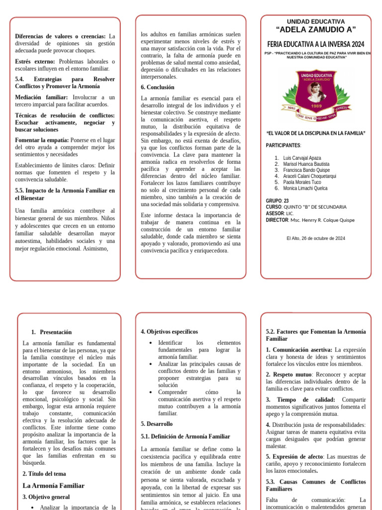 Triptico Feria 2024 | PDF | Familia | Bienestar