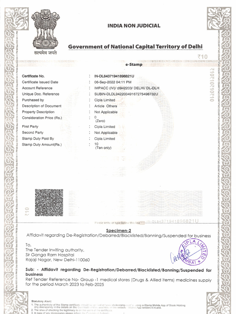 Annexures (Specimen-1 To 5) | PDF