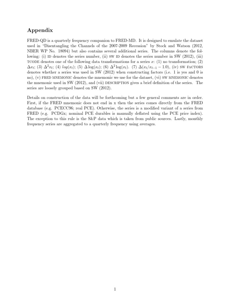 FRED-QD_historic_appendix | PDF | U.S. Producer Price Index | Personal Consumption Expenditures ...