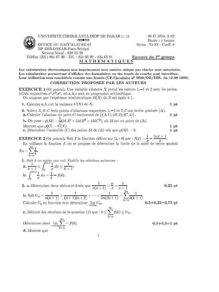 2008 Bac Math Ter s1s3 | PDF