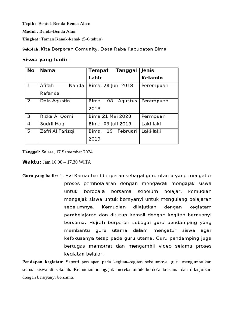 Bentuk Benda Alam untuk TK | PDF