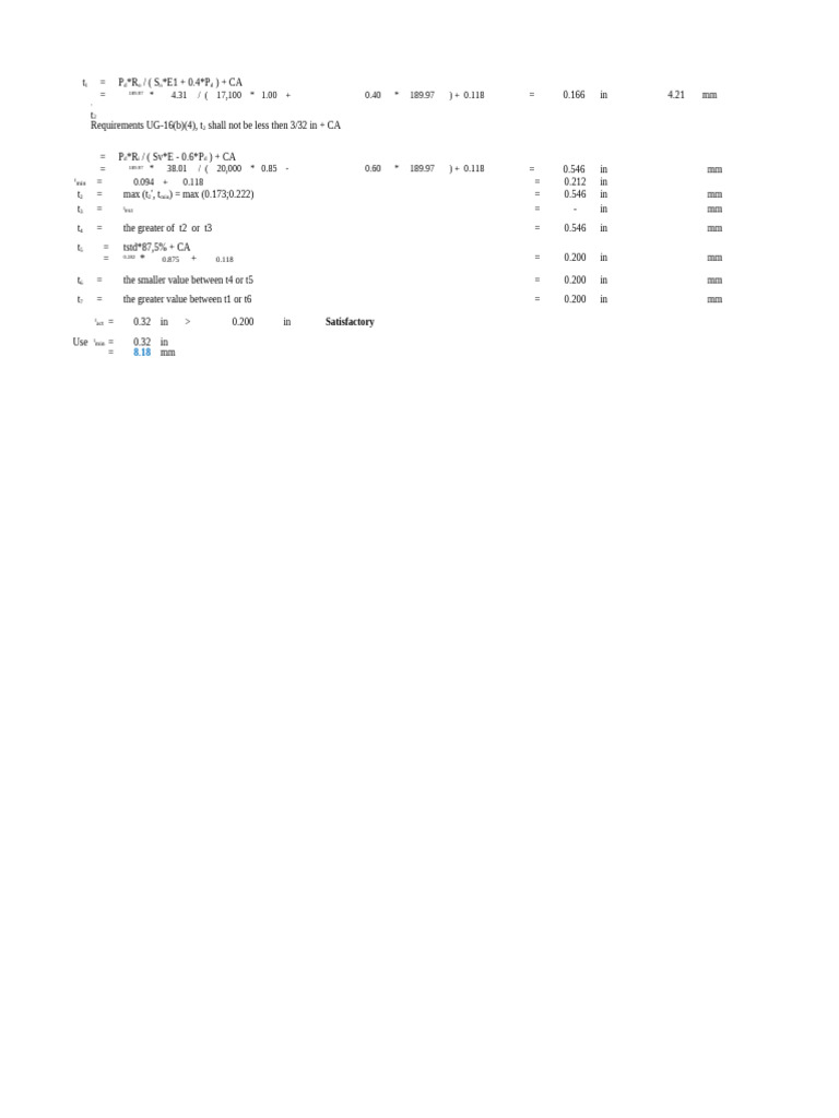 Engineering Calculation Summary | PDF