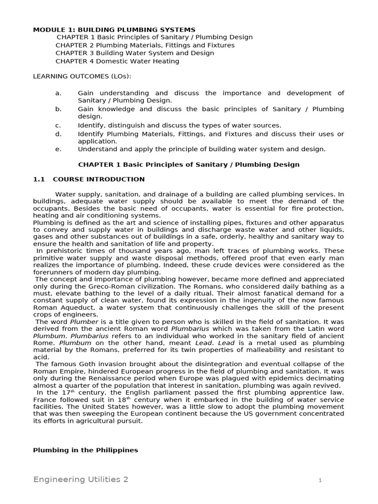Ac 2 Engineering Utilities 2 Prelim Module Pdf Plumbing Pipe