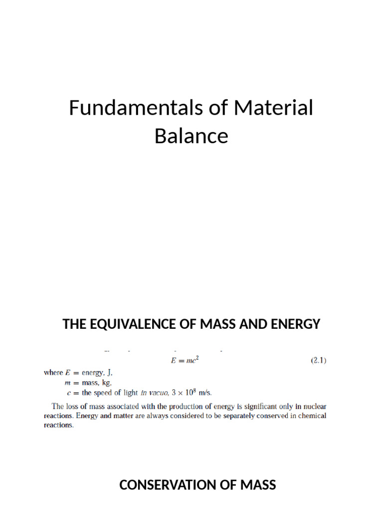 Material Balance Basics & Calculations | PDF | Technology & Engineering