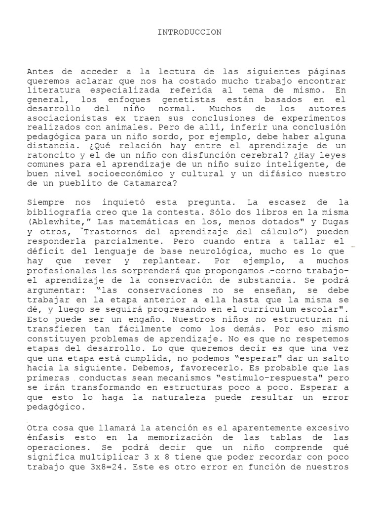 libro feldman aritmetica en niños con problemas de lenguaje | PDF | Aprendizaje | Pensamiento