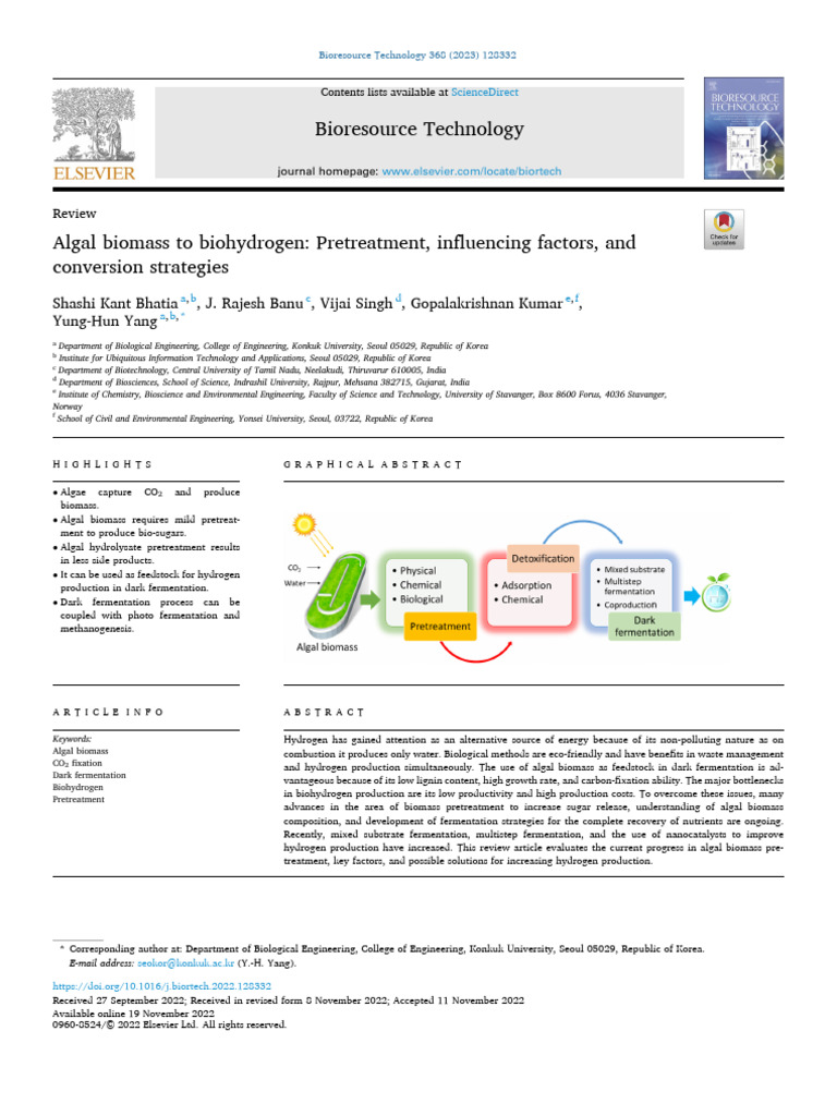 Algal Biomass for Biohydrogen Production | PDF | Algae Fuel | Anaerobic ...