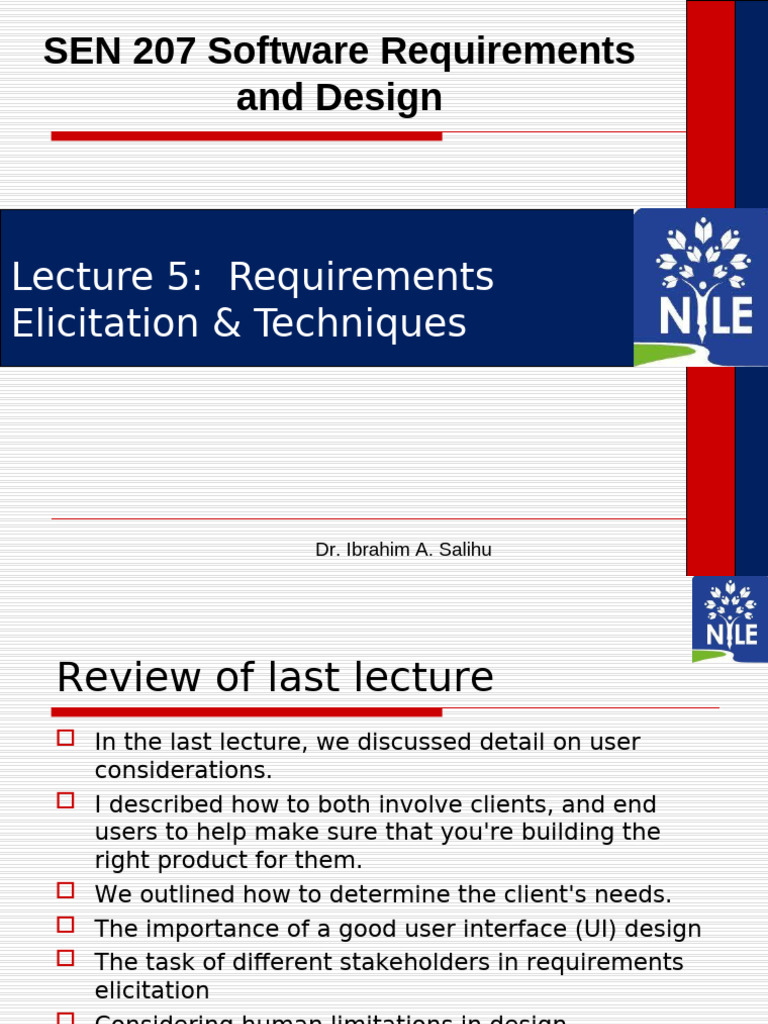 Lecture 5 Requirements Elicitation Techniques | PDF | Brainstorming | Use Case