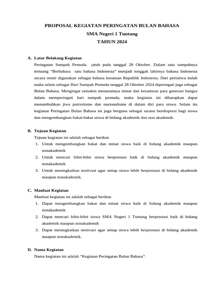 Proposal Kegiatan Peringatan Bulan Bahasa (Revisi) | PDF