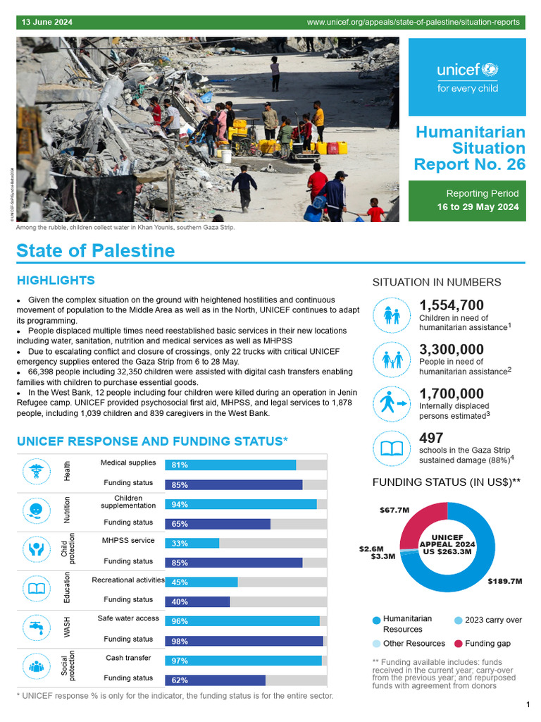 Palestine Humanitarian Situation Report 26 | PDF | Breastfeeding | Wash