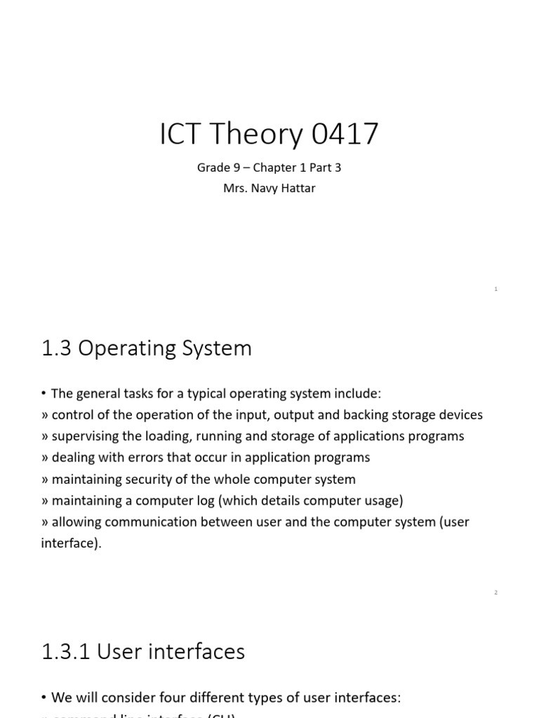 ICT Theory 0417-Chapter 1-3 | PDF | Graphical User Interfaces | Laptop