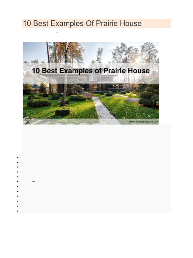 W4L1 4 10 Best Examples of Prairie House, Oct. 24, 2022 | PDF ...