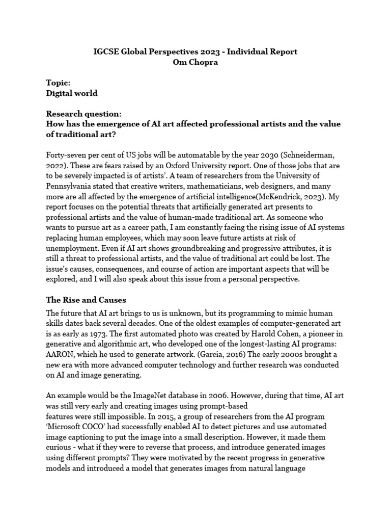 Global Perspectives 2023 - Individual Report - Om | PDF | Artificial ...