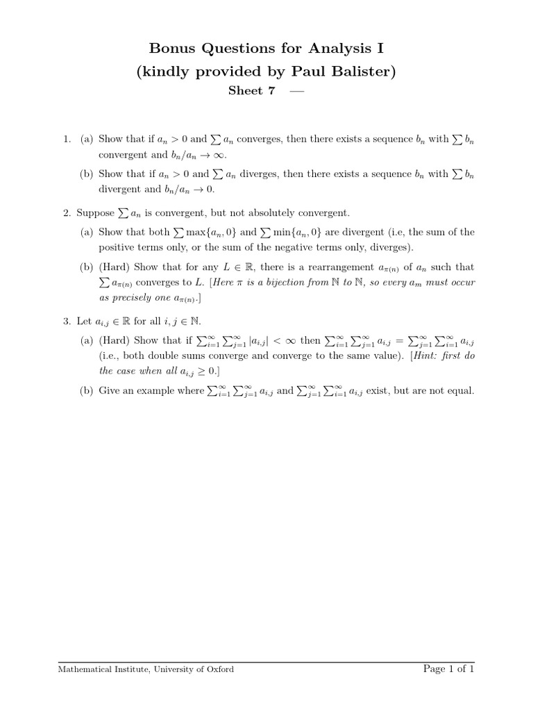 Bonus Questions - Sheet 7 | PDF