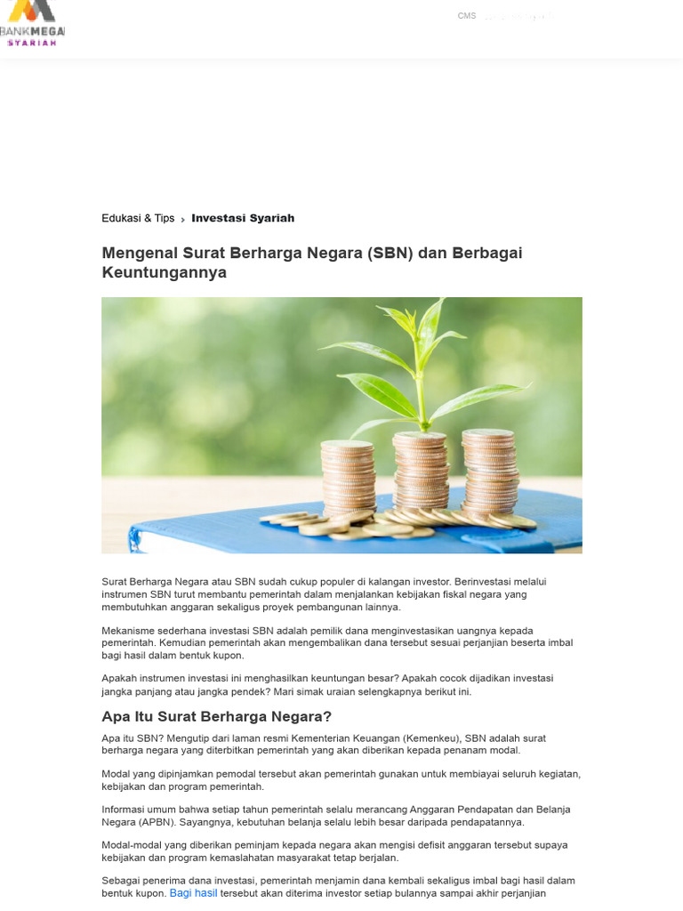 Mengenal Surat Berharga Negara (SBN) Dan Berbagai Keuntungannya - Bank Mega Syariah | PDF ...