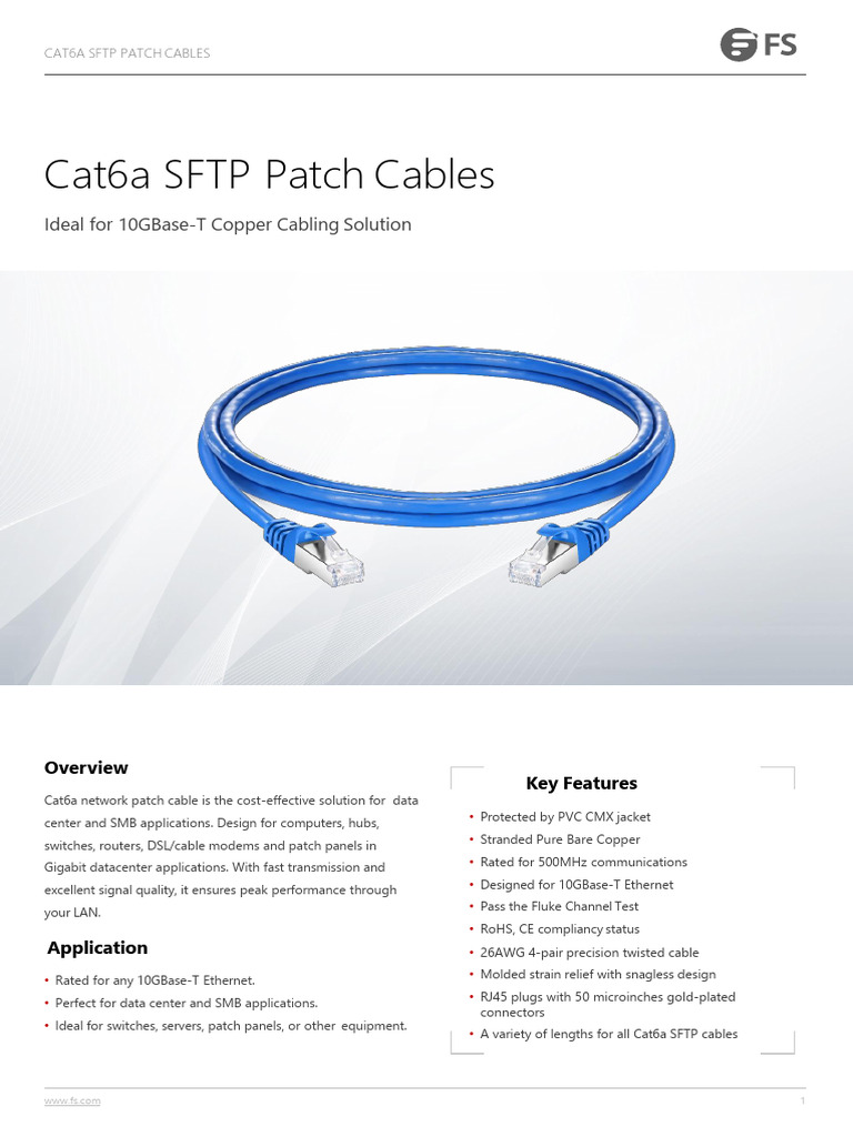 Cat6a SFTP Patch Cables for 10GBase-T | PDF | Telecommunications ...