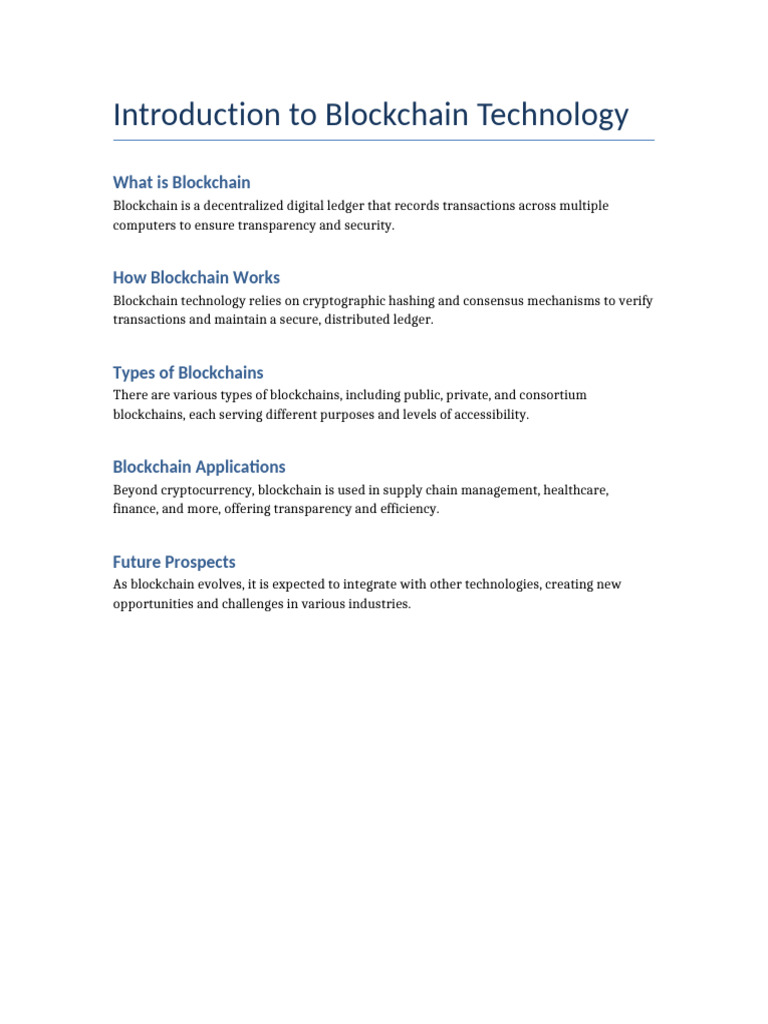 Introduction To Blockchain Technology | PDF | Computers