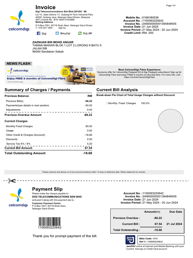 Digi Bill 13948490050.47734811860655224 | PDF | Cheque | Payments