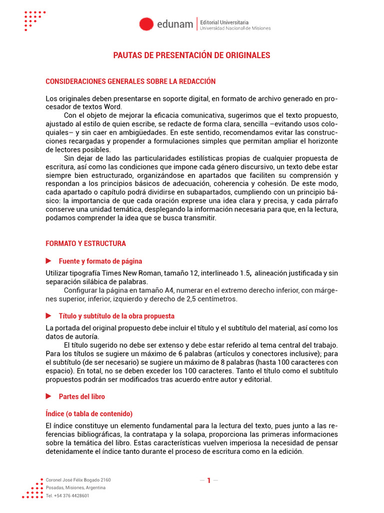 Pautas para La Presentacion de Originales | PDF | Bibliografía | Puntuación