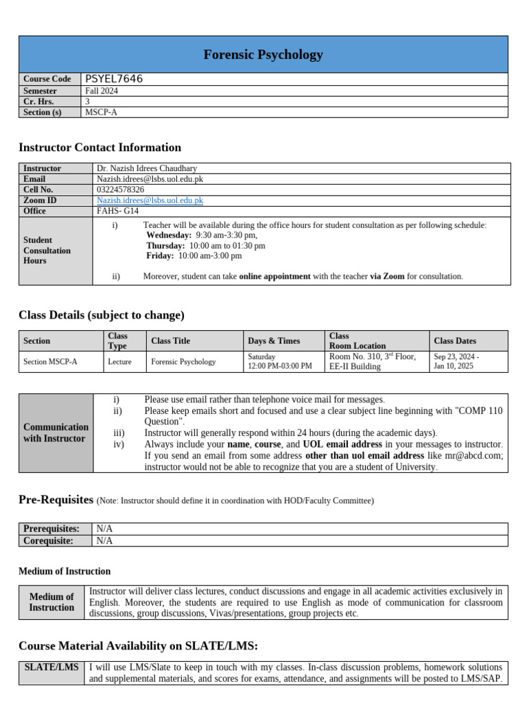 Forensic Psychology Final | PDF | Academic Dishonesty