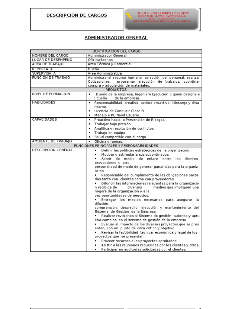 IDENTIFICACIÓN DEL CARGO | PDF | Gestión de recursos humanos | Liderazgo