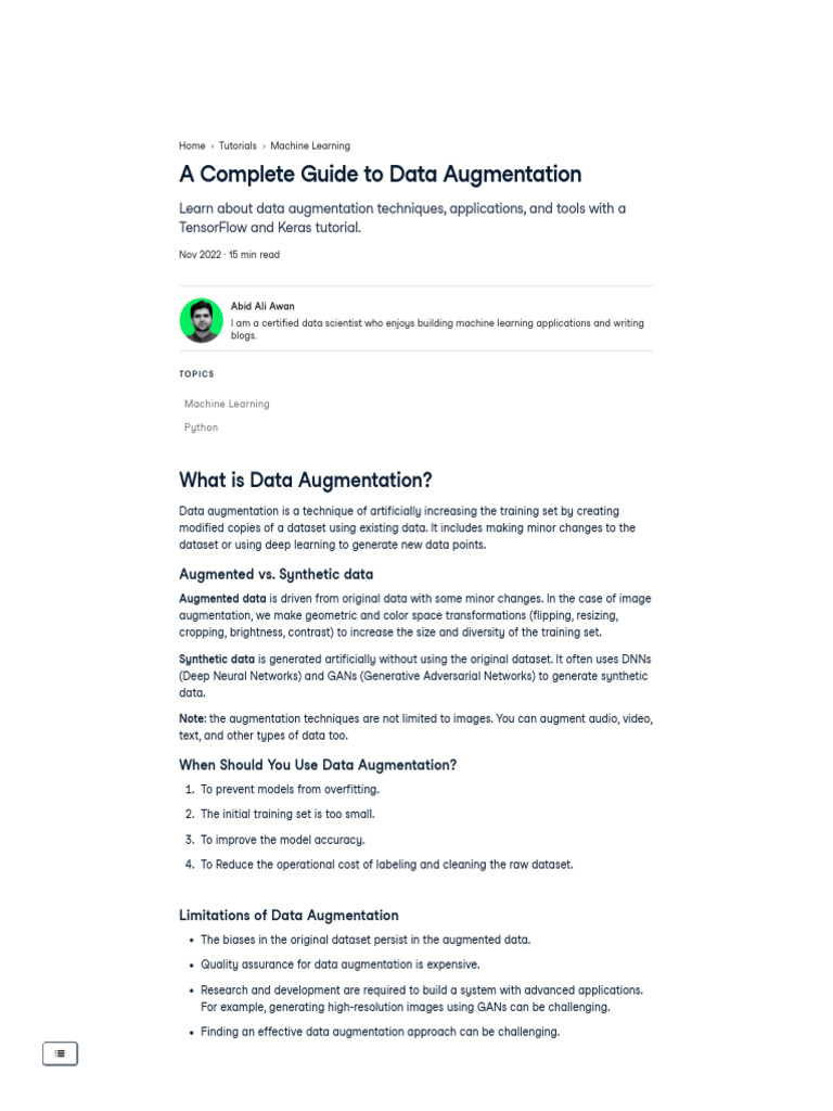Data Augmentation Guide & Techniques | PDF | Machine Learning | Deep ...