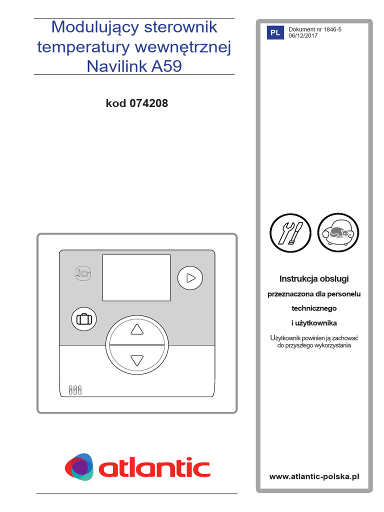 A59-InSTRUKCJA1846-5-PL Modulujący Sterownik Temperatury Wewnęt | PDF