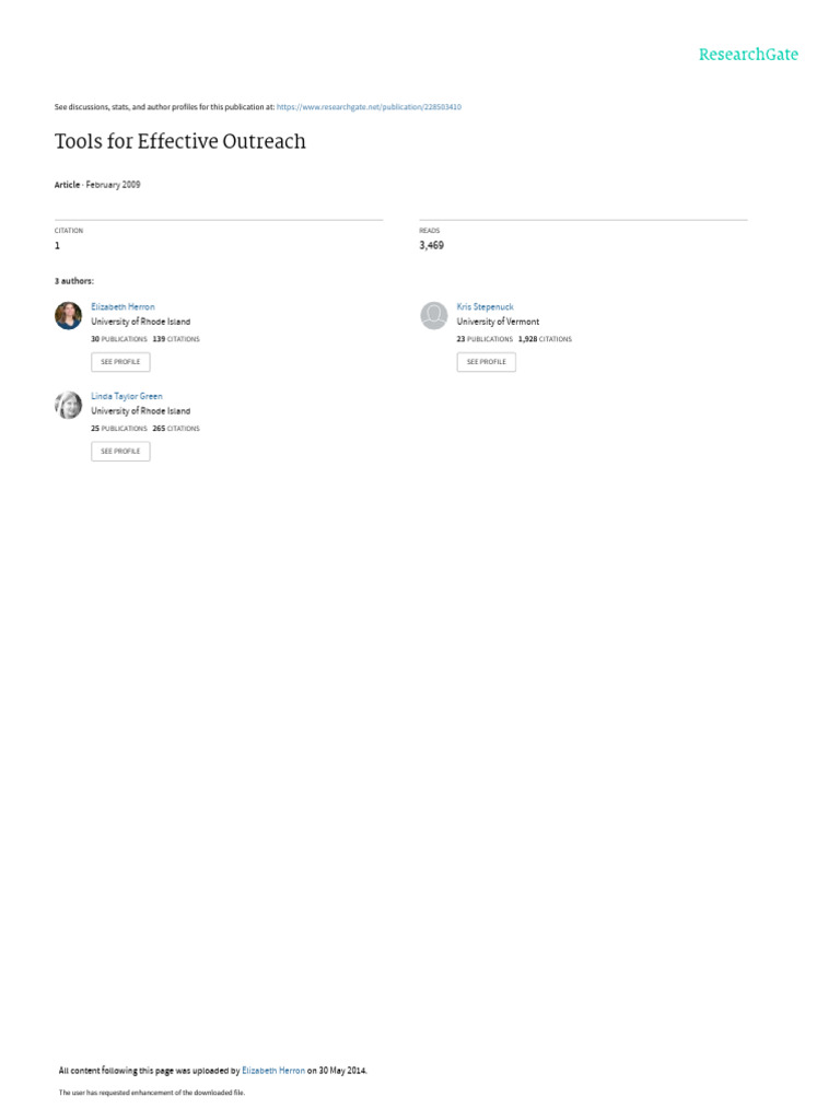 Tools For Effective Outreach | PDF | Social Science | Computers