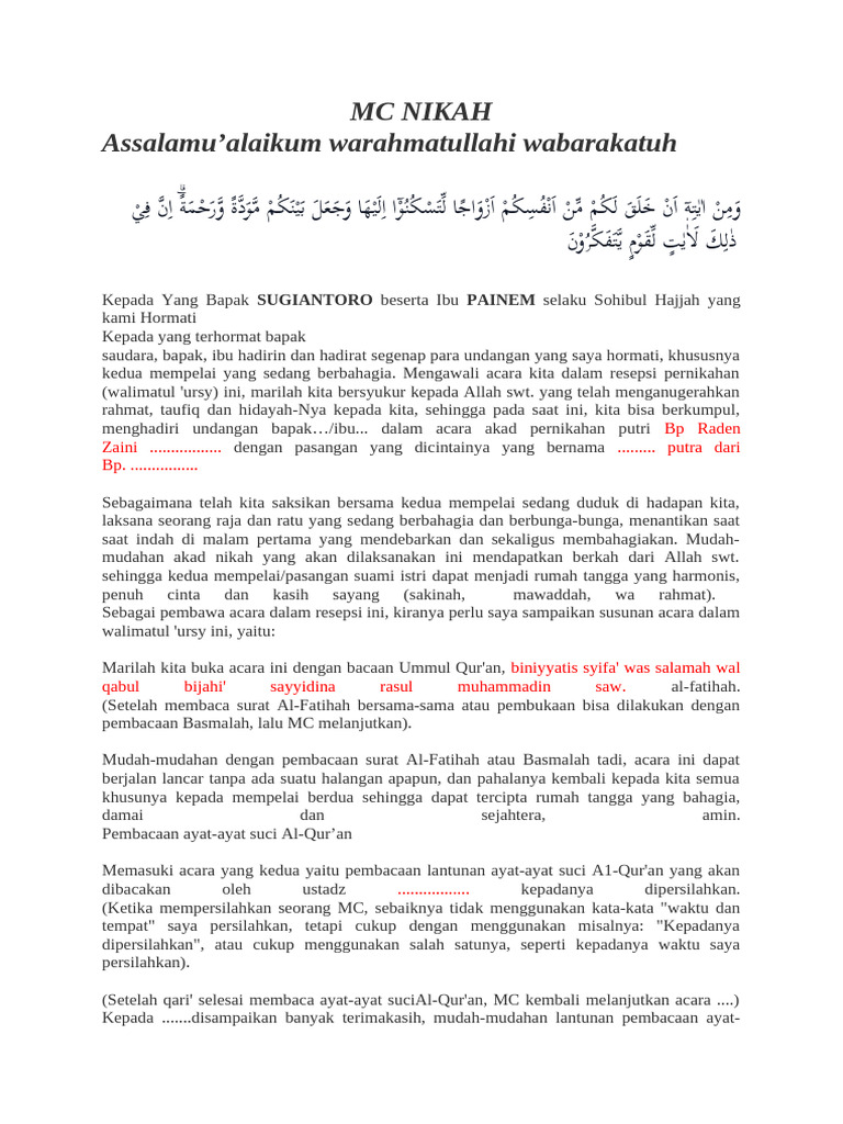MC Nikah | PDF