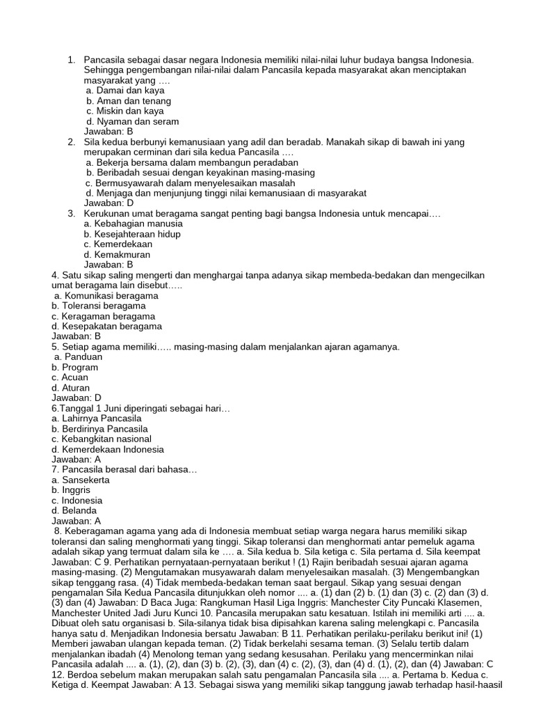 Soal PPKN Kls 5 Sem 2 | PDF
