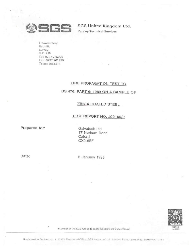Doc. 02 - BS 476 Part 6 - SGS (UK) | PDF