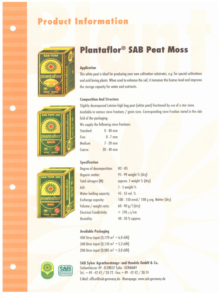 Sab Plantaflor Peat Moss | PDF
