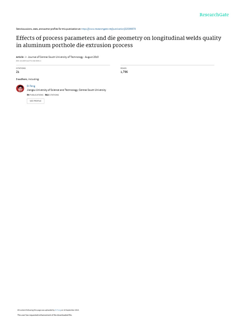 Effects_of_process_parameters_and_die_geometry_on_ | PDF | Extrusion | Stress (Mechanics)