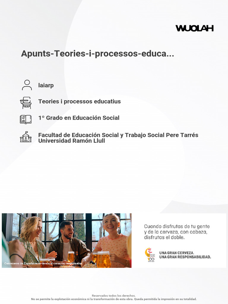 Apunts Teories I Processos Educatius M1 | PDF