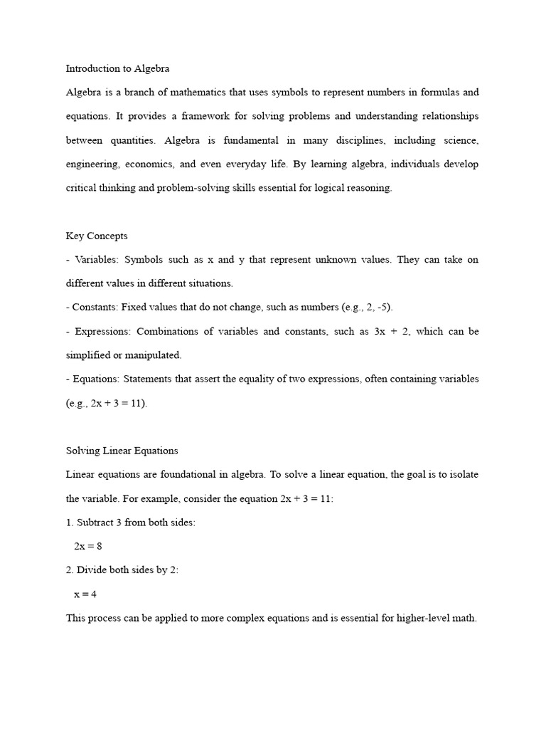 Exploring The Basics of Algebra | PDF