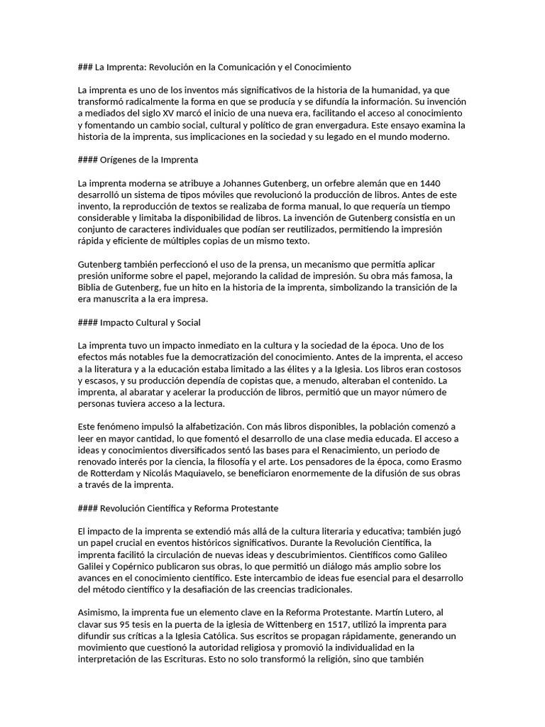 El Legado de la Imprenta | PDF | Imprenta | Libros