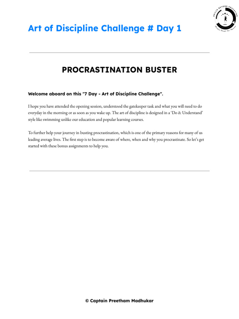 Procrastination Buster | PDF | Procrastination | Professional Skills
