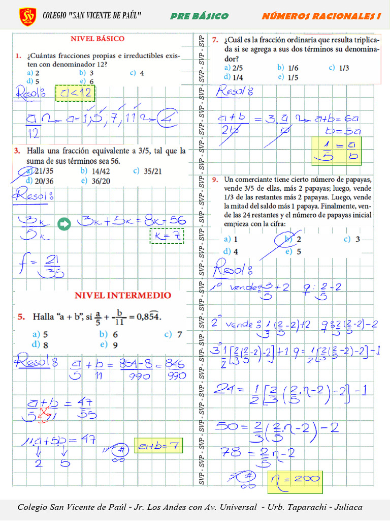 Pre Basico Numeros Racionales Pdf