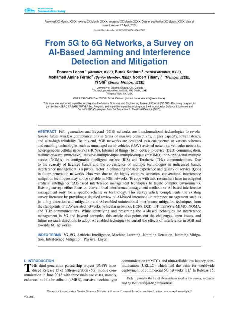 From 5G To 6G Networks A Survey On AI-Based Jammin | PDF | Machine Learning | Electronics