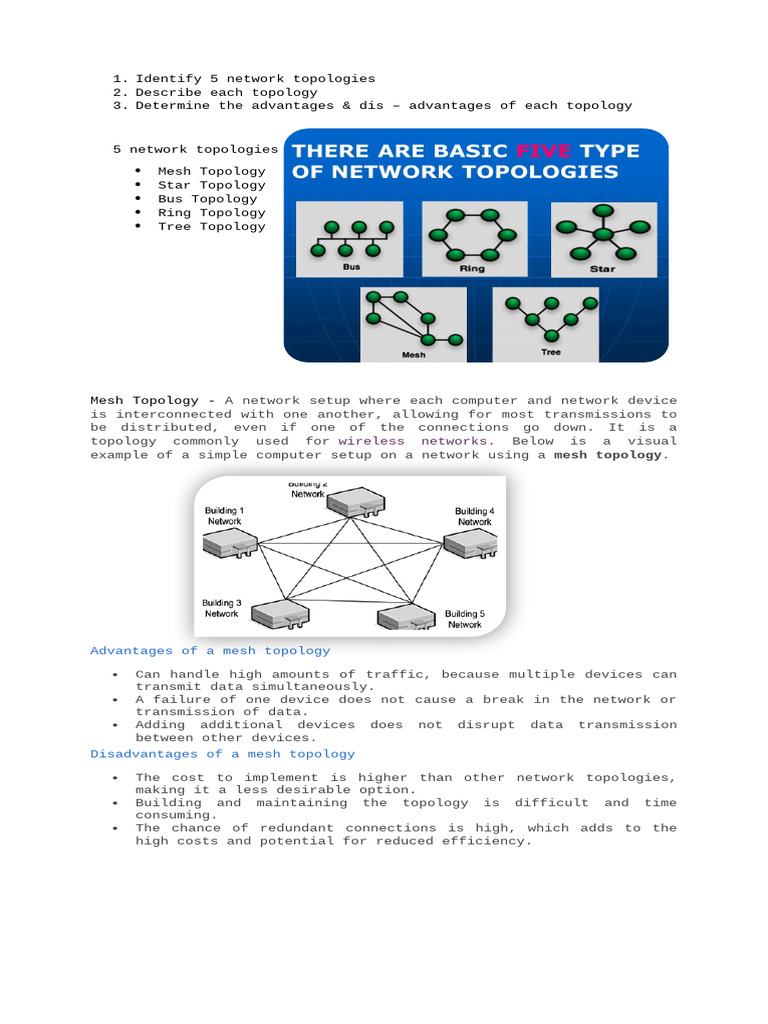 5 network topologies | PDF | Network Topology | Computer Network