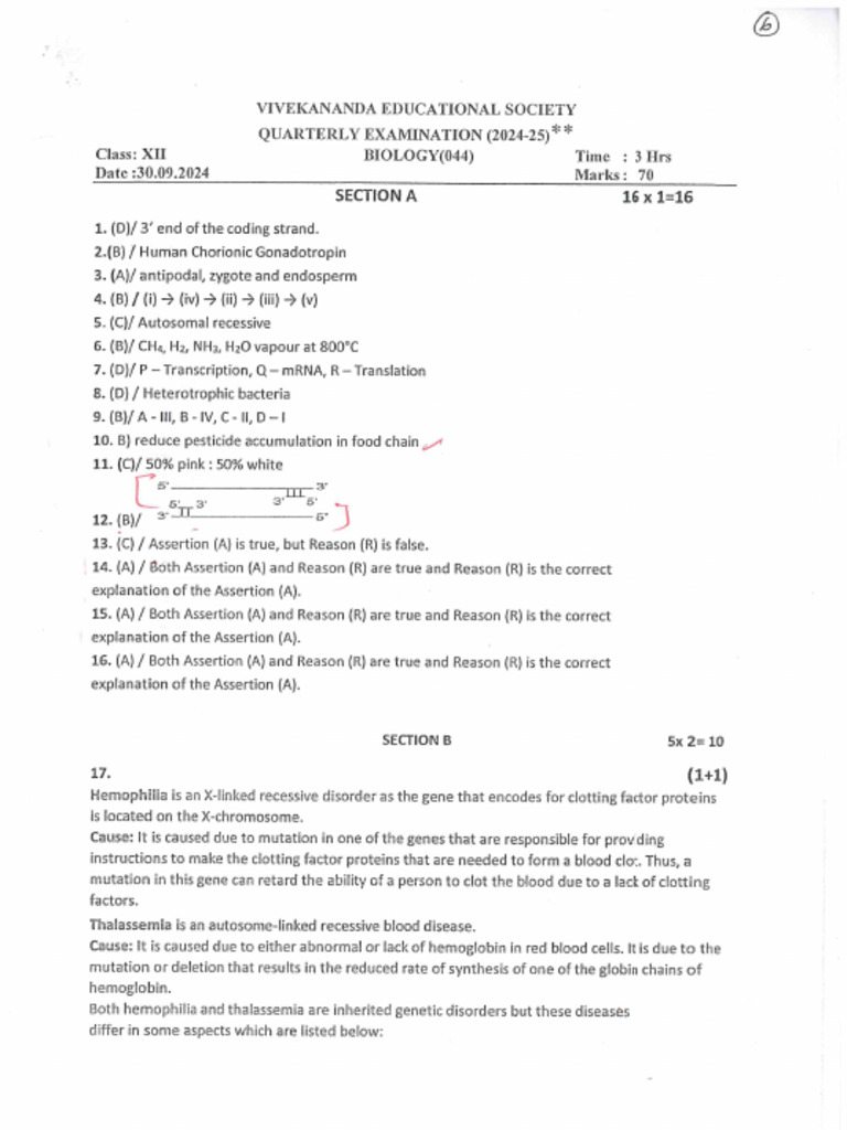Biology MS Set 2_XII | PDF