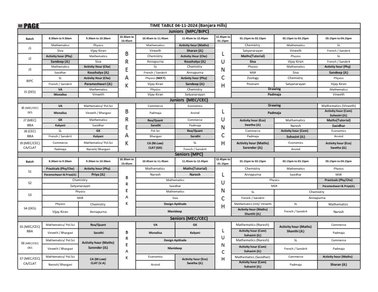 JR & SR Timetable 04-11-2024 | PDF